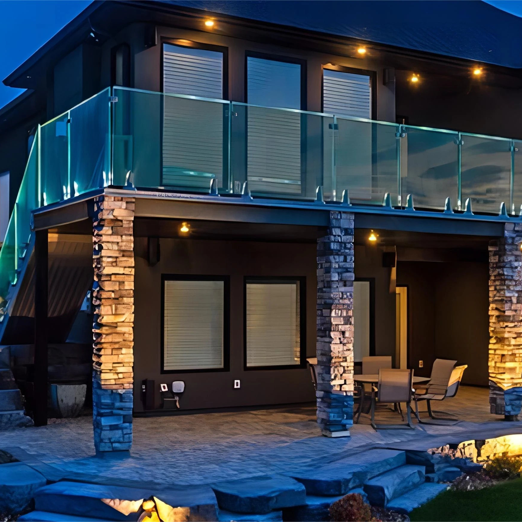 Frameless Glass Railing System With Aluminum U Channel Led Light Glass ...