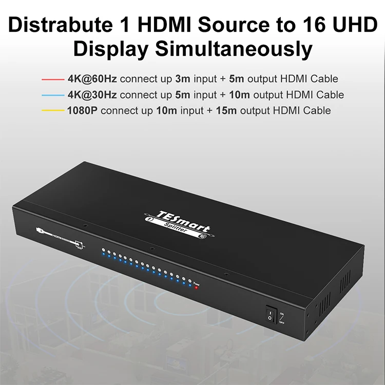 Hdmi Splitter 1 In 16 Out 4k With Remote Audio 16 Port Hdmi Splitter ...