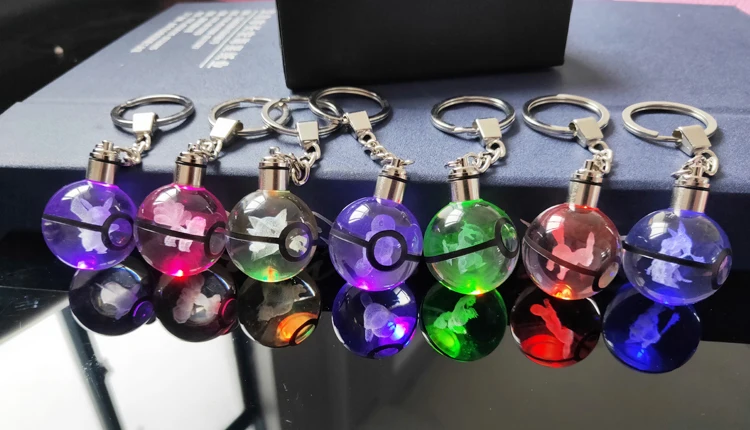 Wholesale Light Go Ball Crystal Keychains Custom Lovely LED Crystal 3D ...