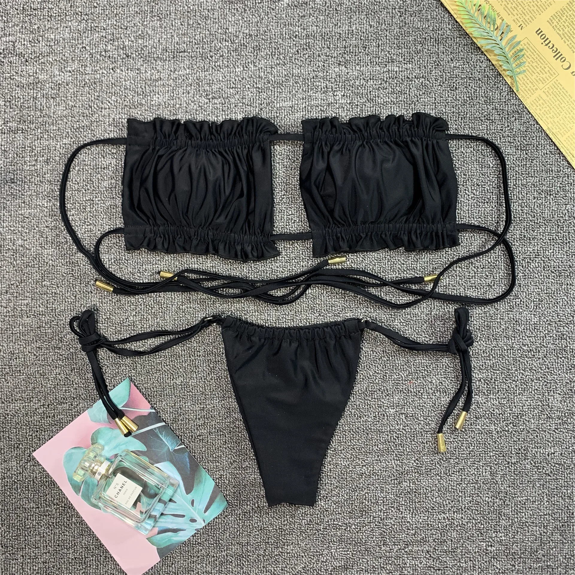 섹시한 여성 문자열 비키니 Strapless 수영복 두 조각 끈 비키니 Bandeau 수영복 여성 붕대 수영복 마이크로 비키니