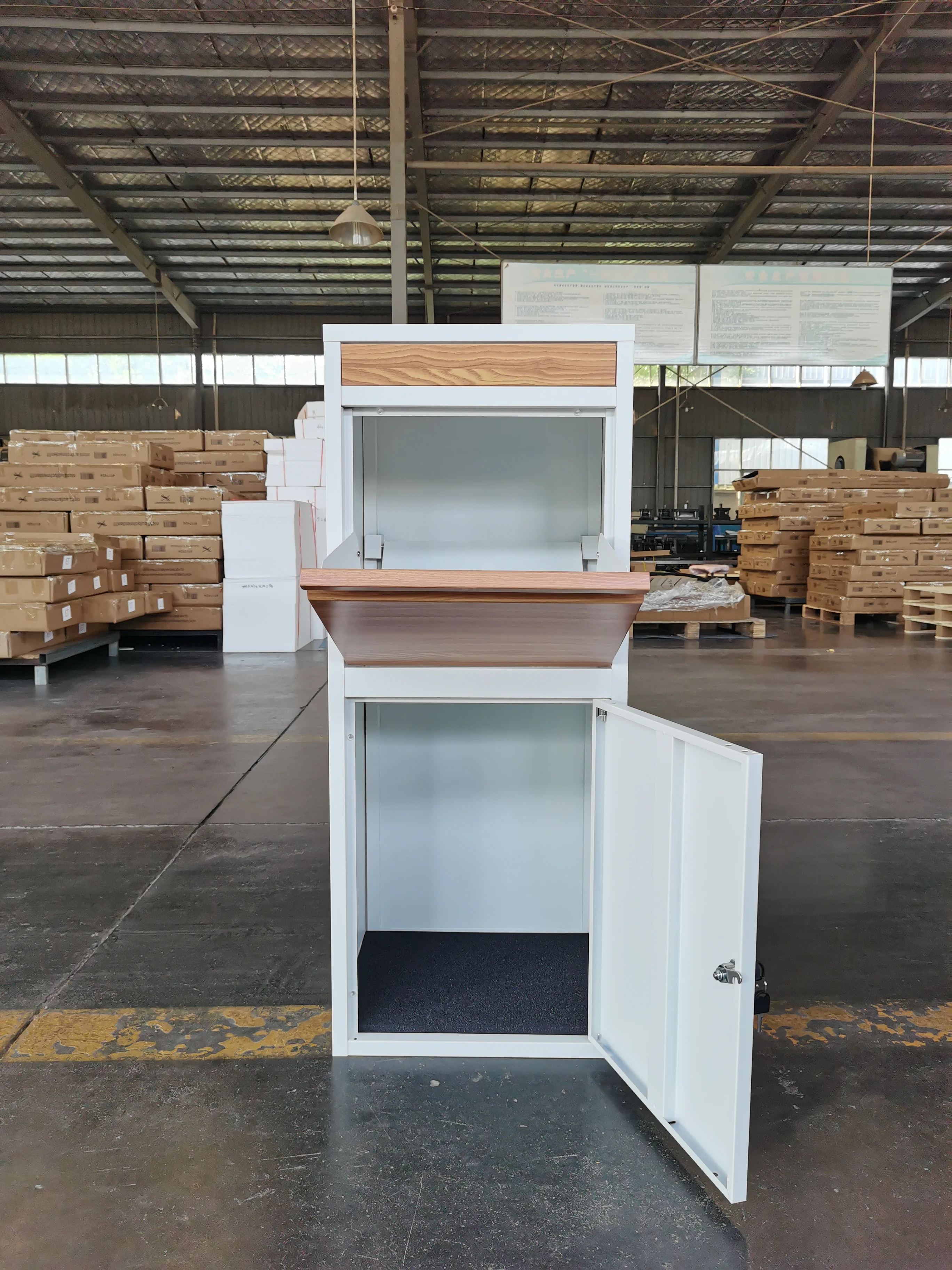 Modern Parcel Cabinet Wood Grain Door Mail Box Garden Steel Parcel Drop ...