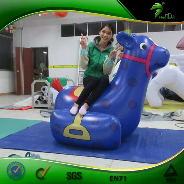 Lovely Blue Bouncy Horse - Inflatable Kids Ride on Toy
