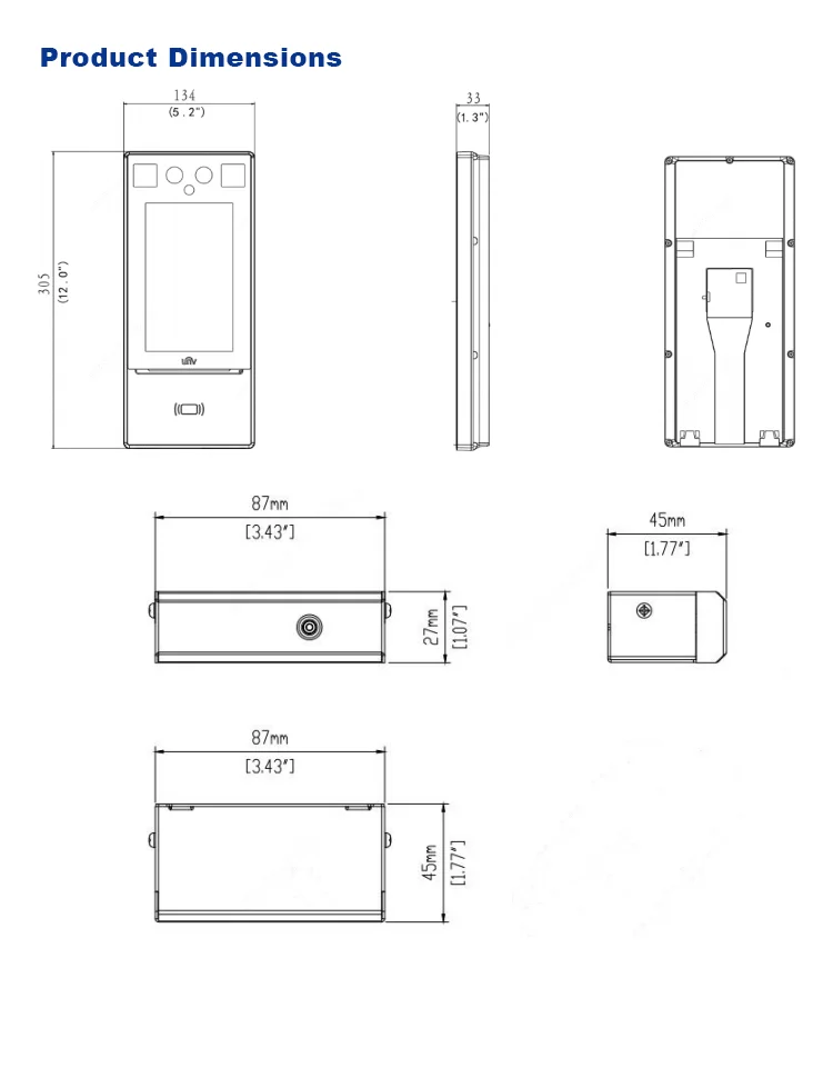 Uniview OET-213H-BTS1-NB Face Recognition Access Control Terminal