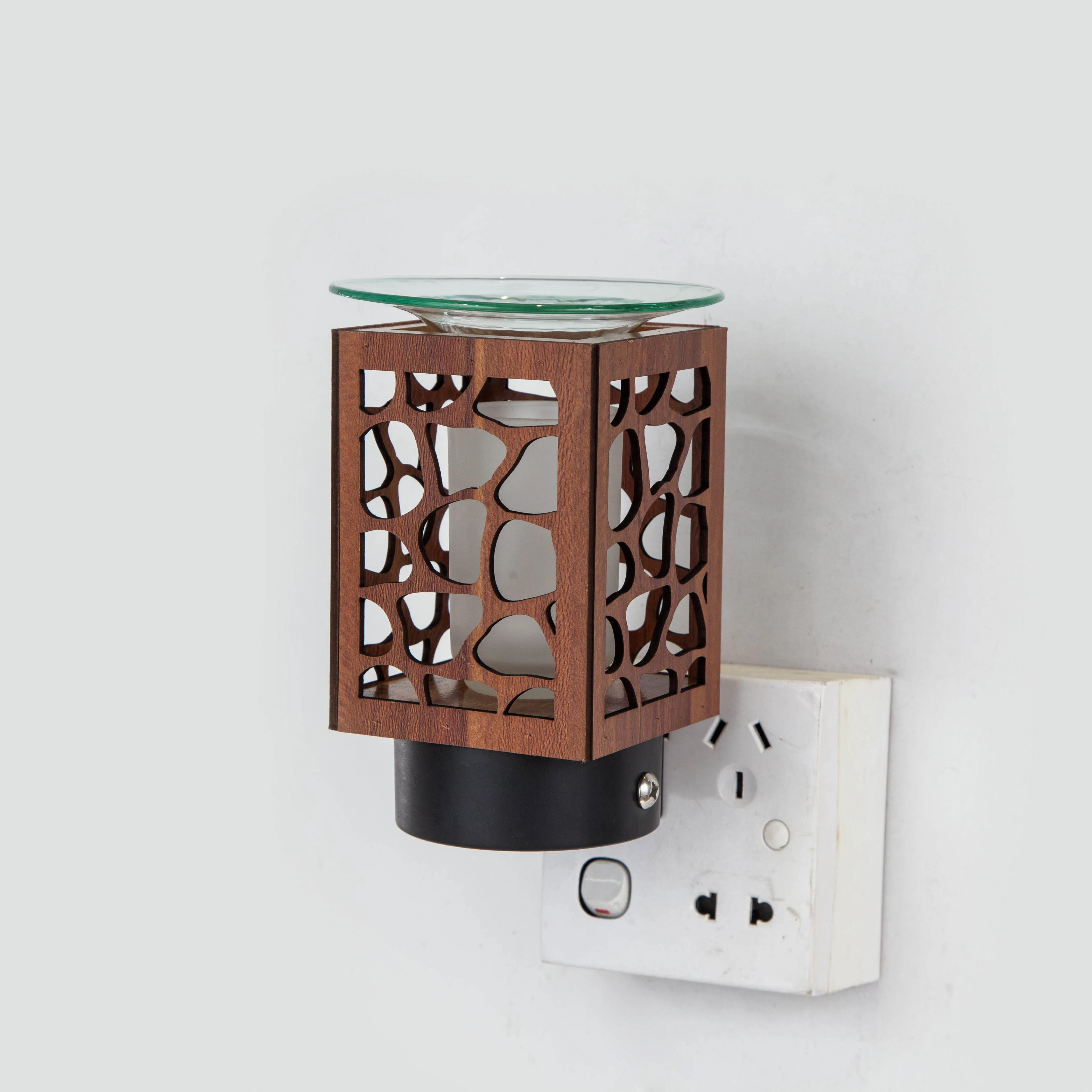 Wooden Wall Plug-in Oil Warmer Lamp - Hotel Decorative Night Light