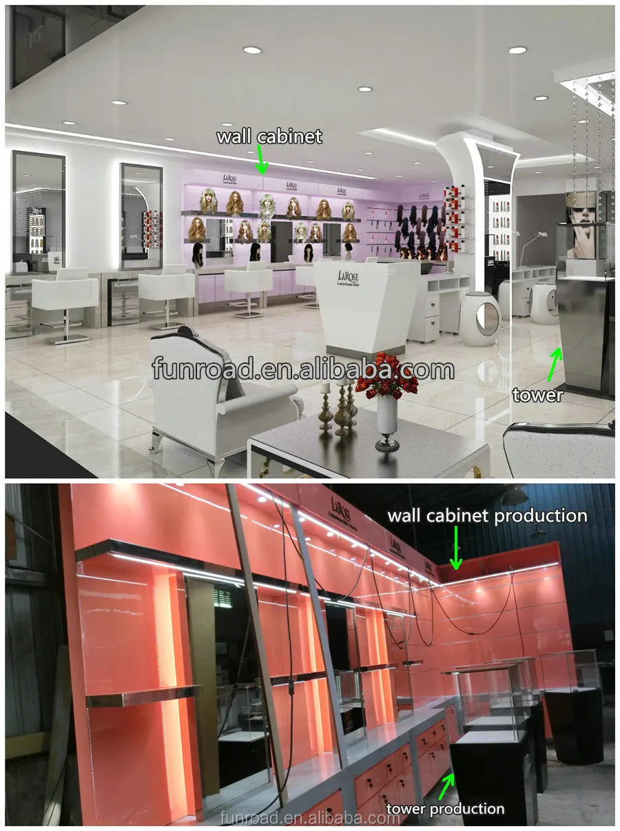 Luxury Hair Salon Interior Store Design Full Set Nail Store Display ...