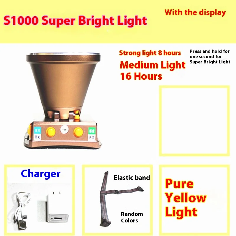 S1000 Rechargeable LED Headlamp IP65 High Beam P100 Quad-Core Induction ...