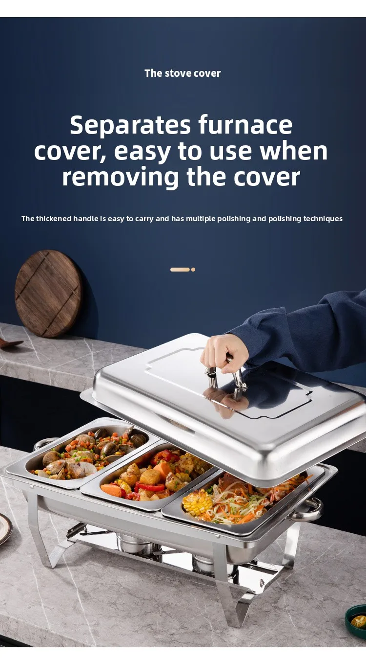 Rectangle Gold Stainless Steel Buffet Stove for Hotels Restaurants 9L ...