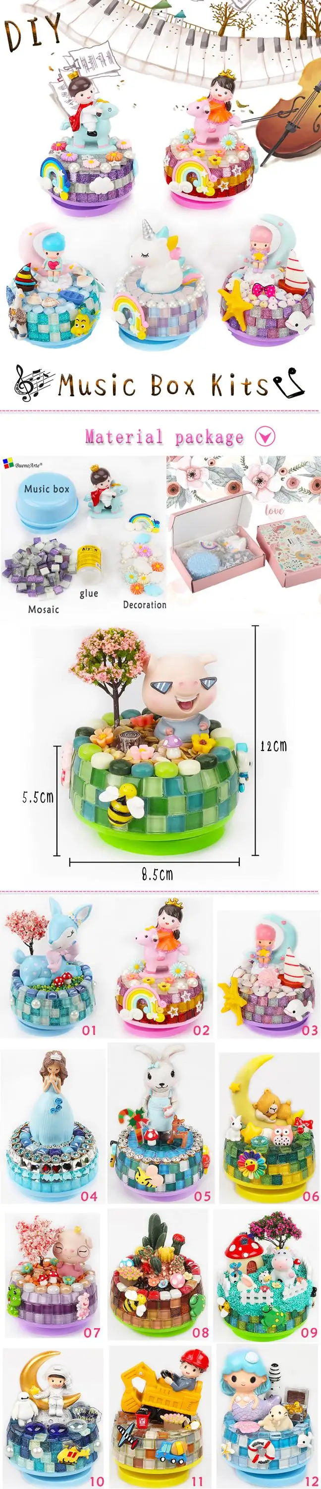 Music Box Kits Diy Material Package Mosaic Homemade Music Box Creative ...