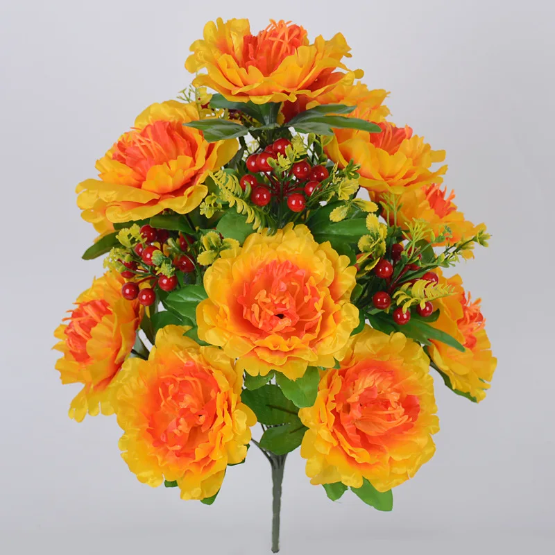PT-P8001 8-Headed Realistic Artificial Peonies Bouquet Silk Peonies ...