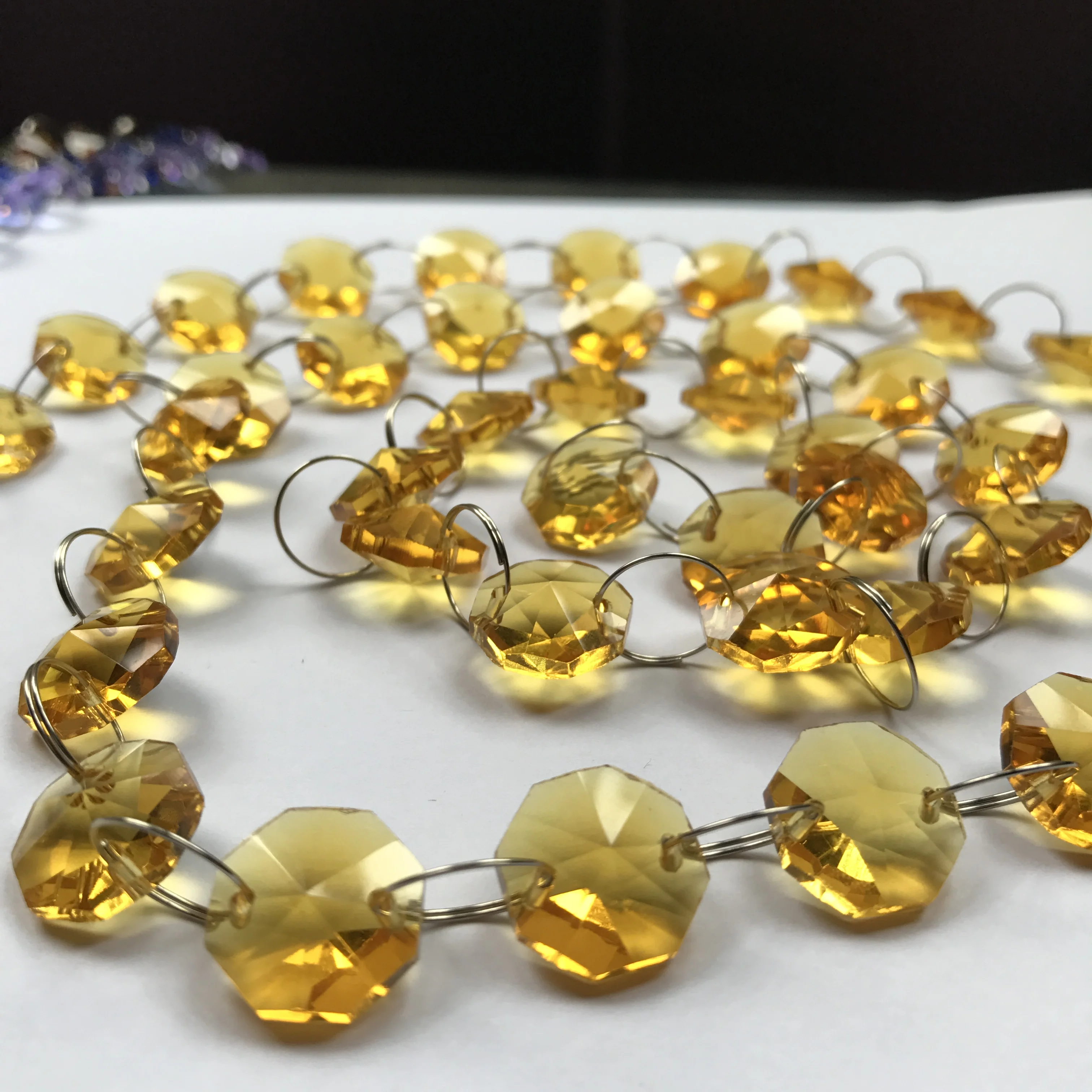 14mm Yellow Crystal Octagon Beads Garland String For Christmas ...