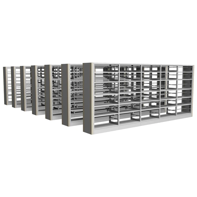 Library Double Sided Metal Bookshelves with MDF Board