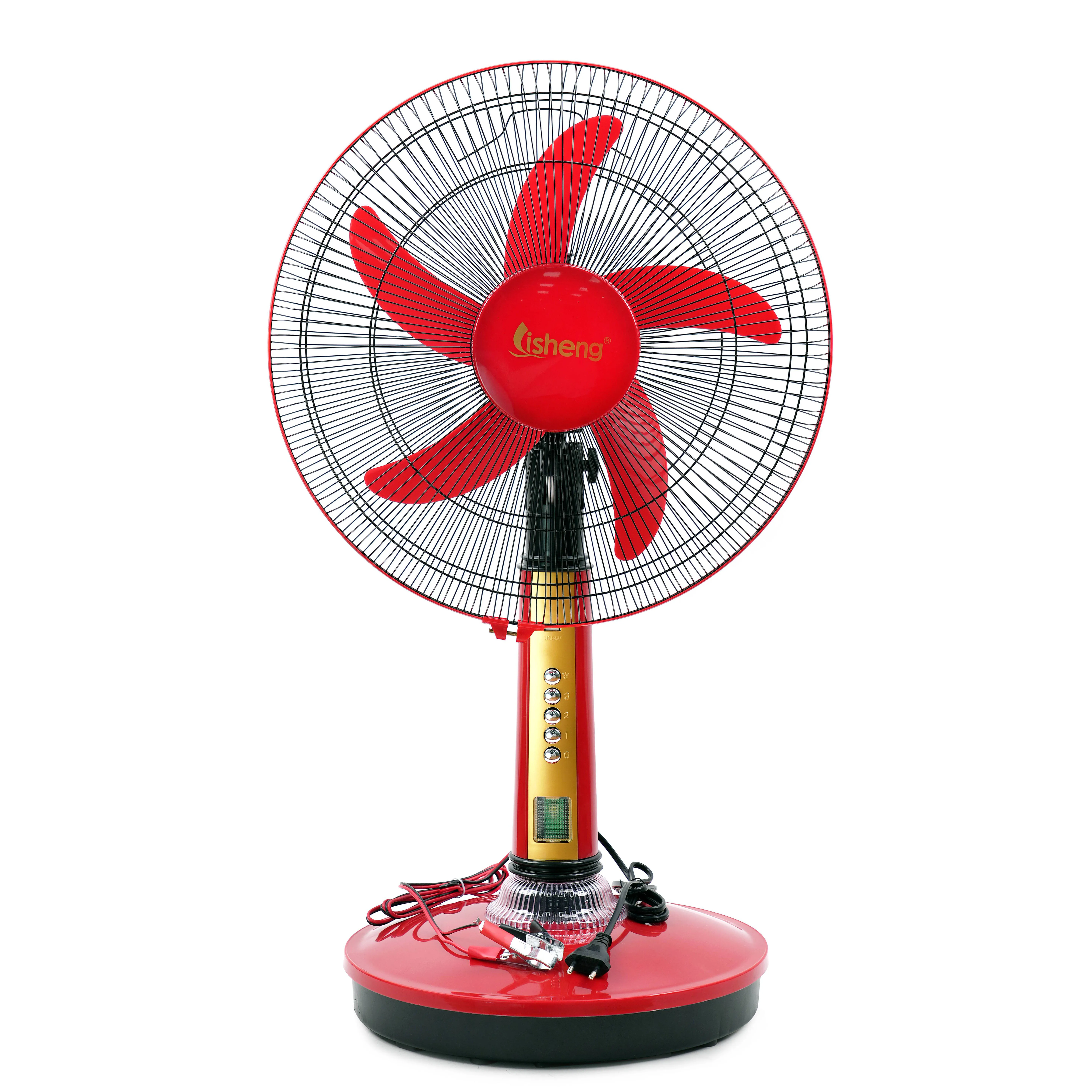 AC/DC Table Fan with LED Light and USB Charging - 16-inch