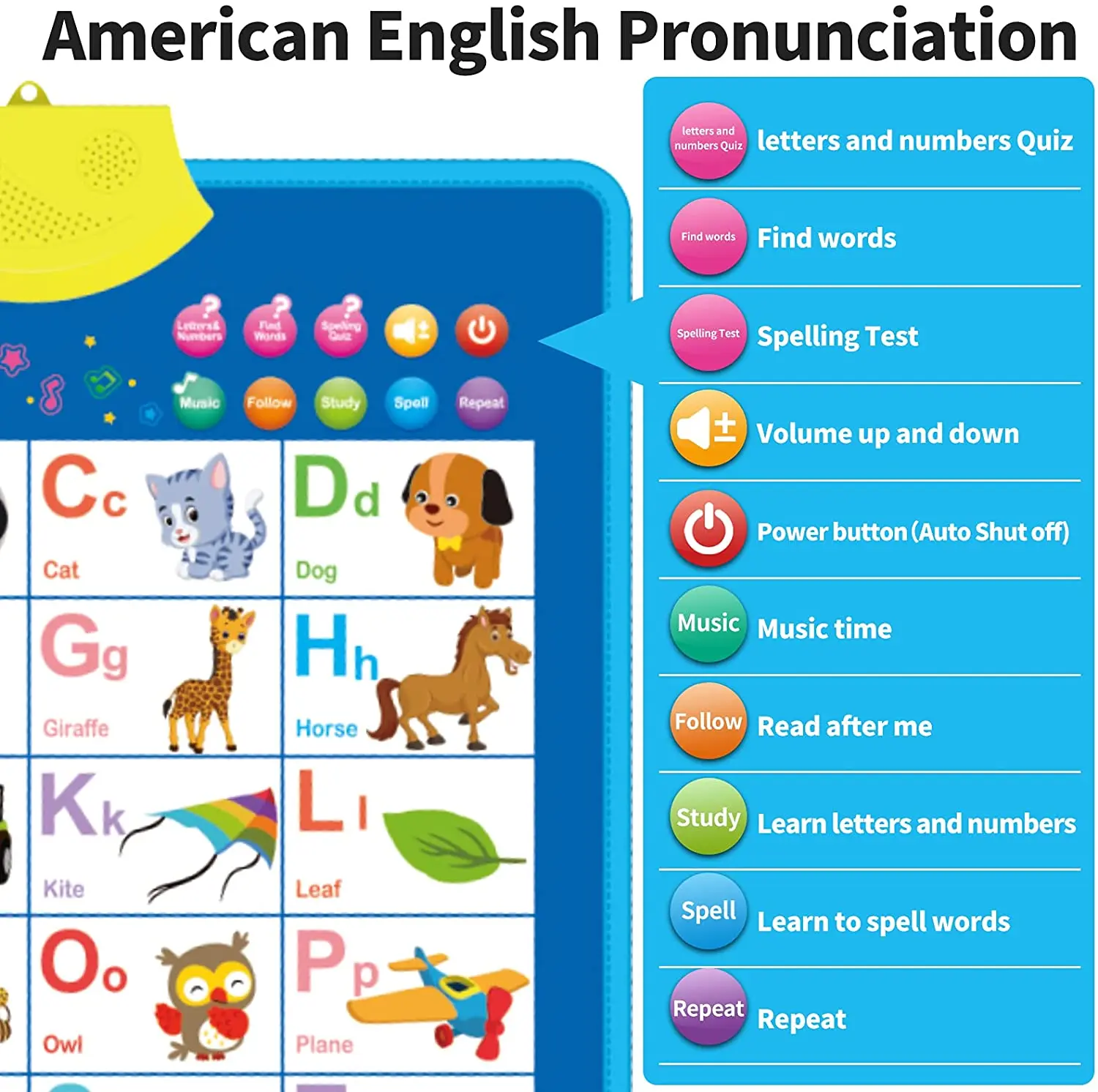 JINYU Electronic Interactive Alphabet Wall Chart for Kids