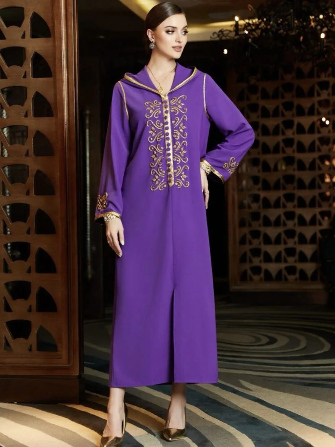 Modest Purple Muslim Dresses Women Islamic Clothing Heavy Hoodies ...