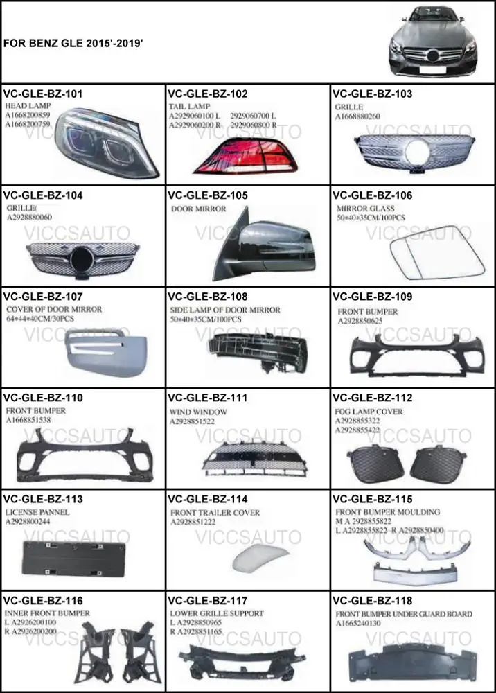 Oem A2928855822 A2928850400 For Benz Gle 2015'-2019' Auto Car Front ...