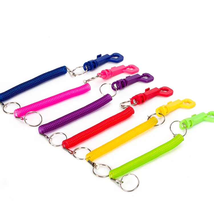 Retractable Spring Coil Keychain Spiral Lanyards Hooks Wrist Coil Key ...