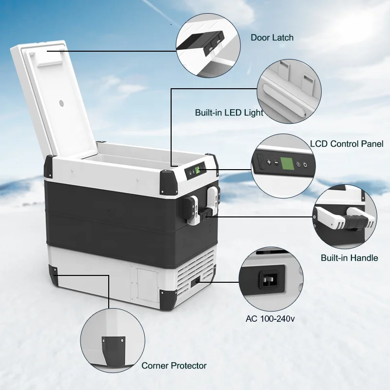 Car Box Frozen 50l Portable Compressor Refrigerator Freezer Metal Car ...