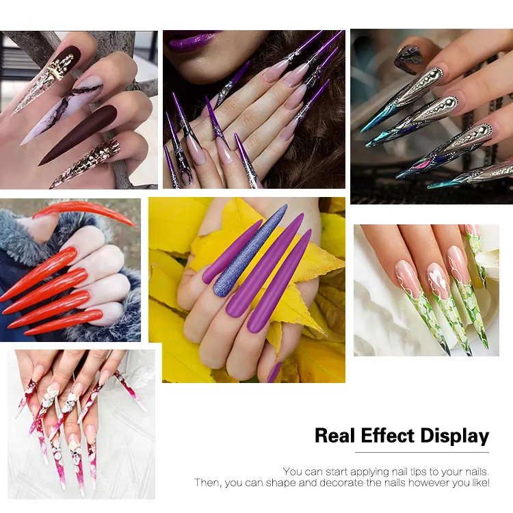 Custom Stiletto Square Coffin 500pcs Artificial Half Cover Xl Long ...