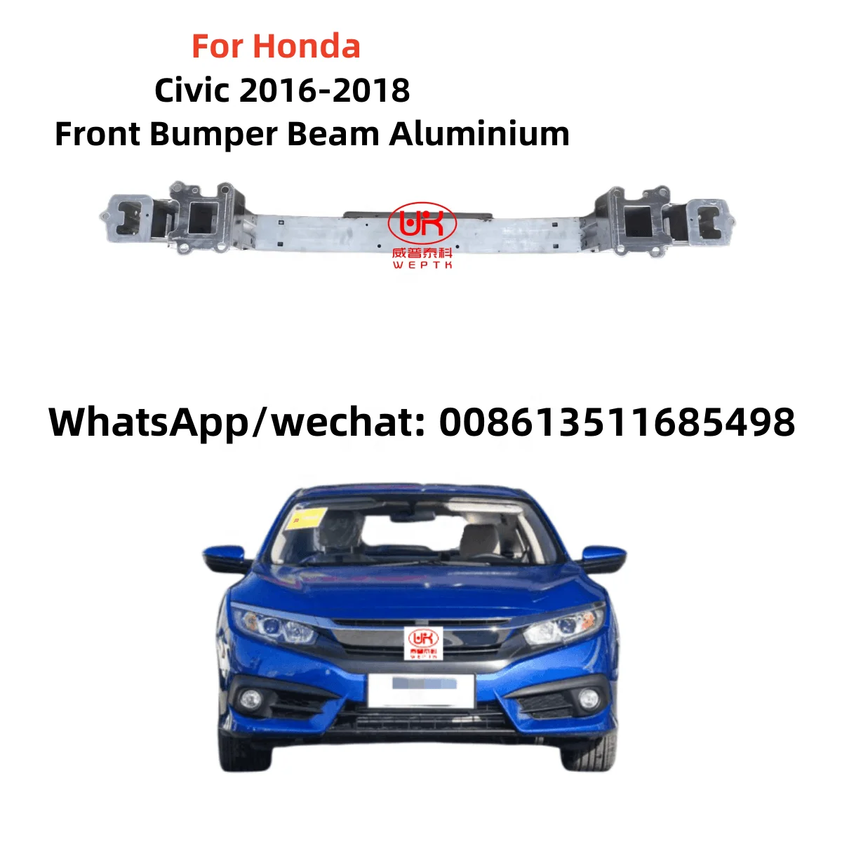 Front Bumper Beam Aluminium USA for Civic 2016 2017 2018 OEM 71130-TGG ...