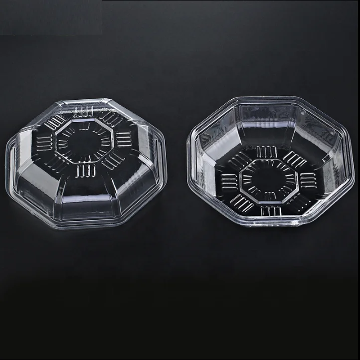 Disposable Clear Eight-square Plastic Salad / Slice Fruit /vegetable ...