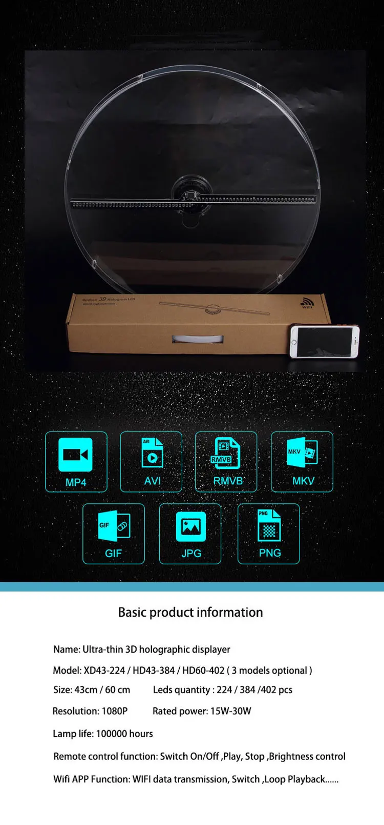 Newest Ultra-thin Design 5d Hologram Led Fan Advertising Displayer,43cm ...