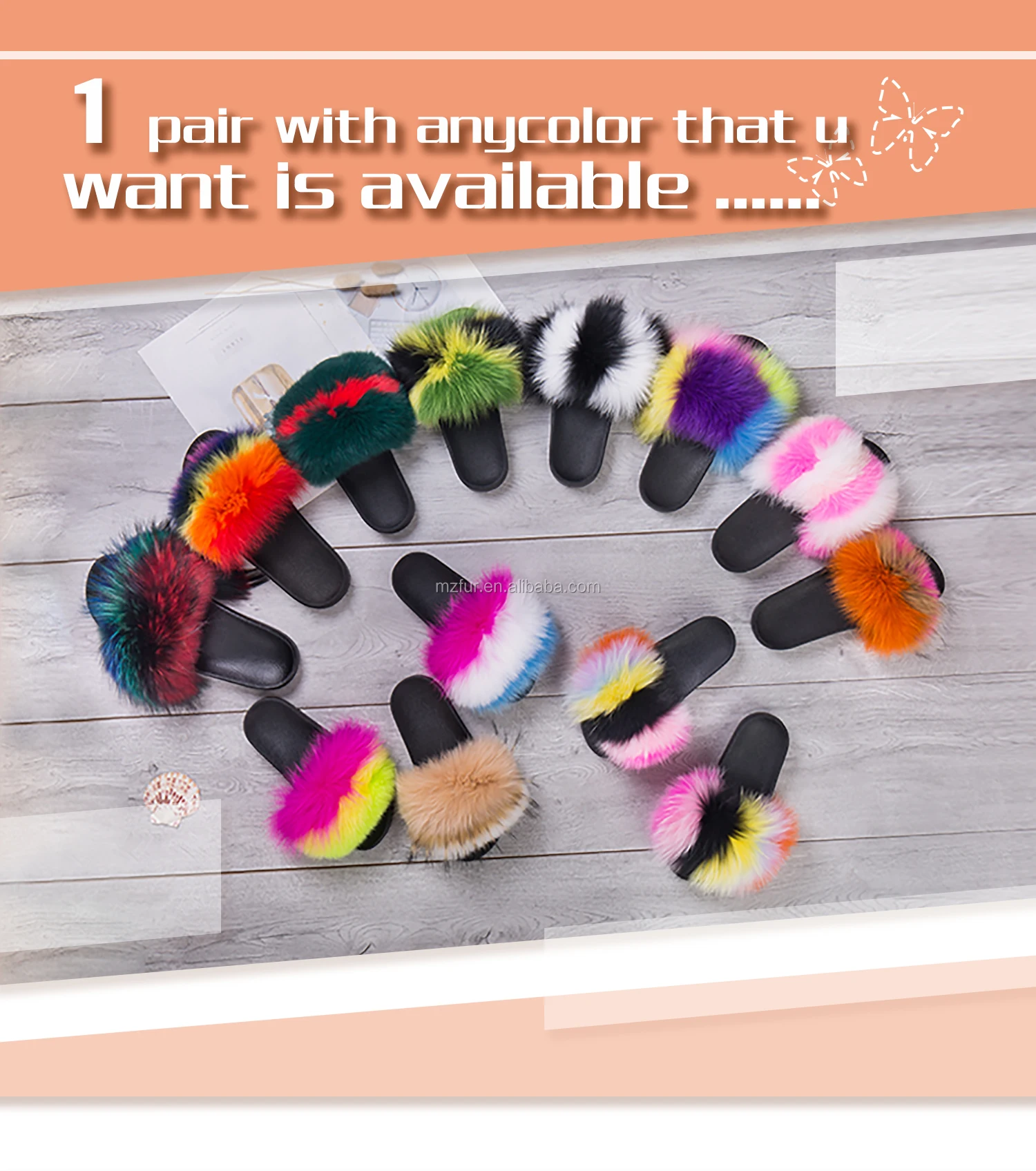 Usa Wholesale Furry Fluffy Fox Raccoon Mink Fur Slides Vendors And Fur ...