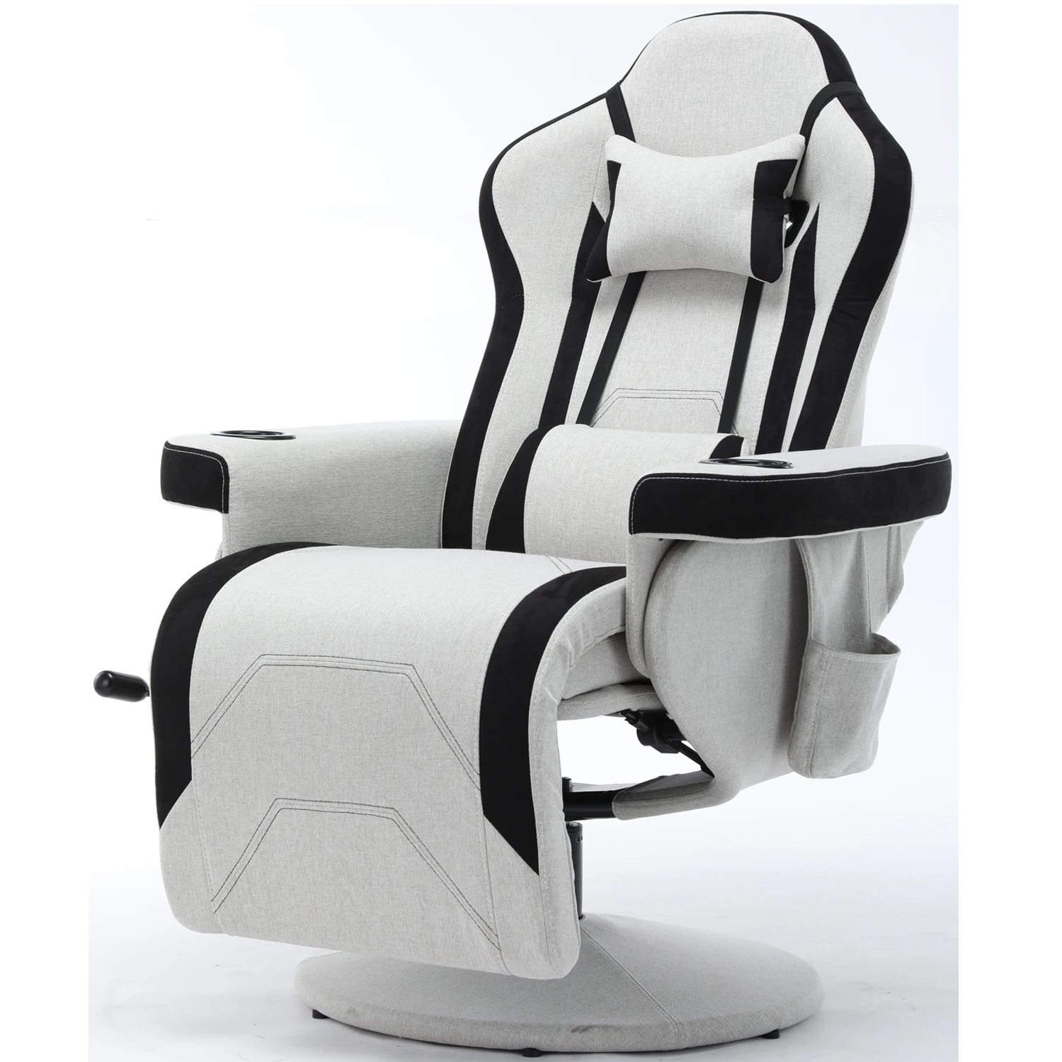 Luxury Gaming Chair With Cup Holder White Racing Style Leather ...