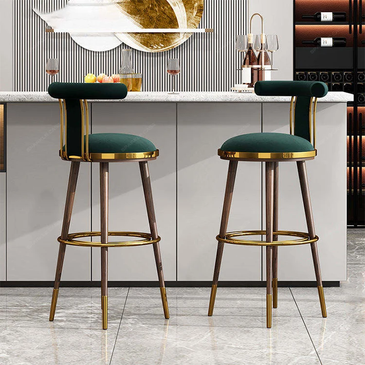 SPARKLE Luxury Green Bar Chair Stools with Backrest