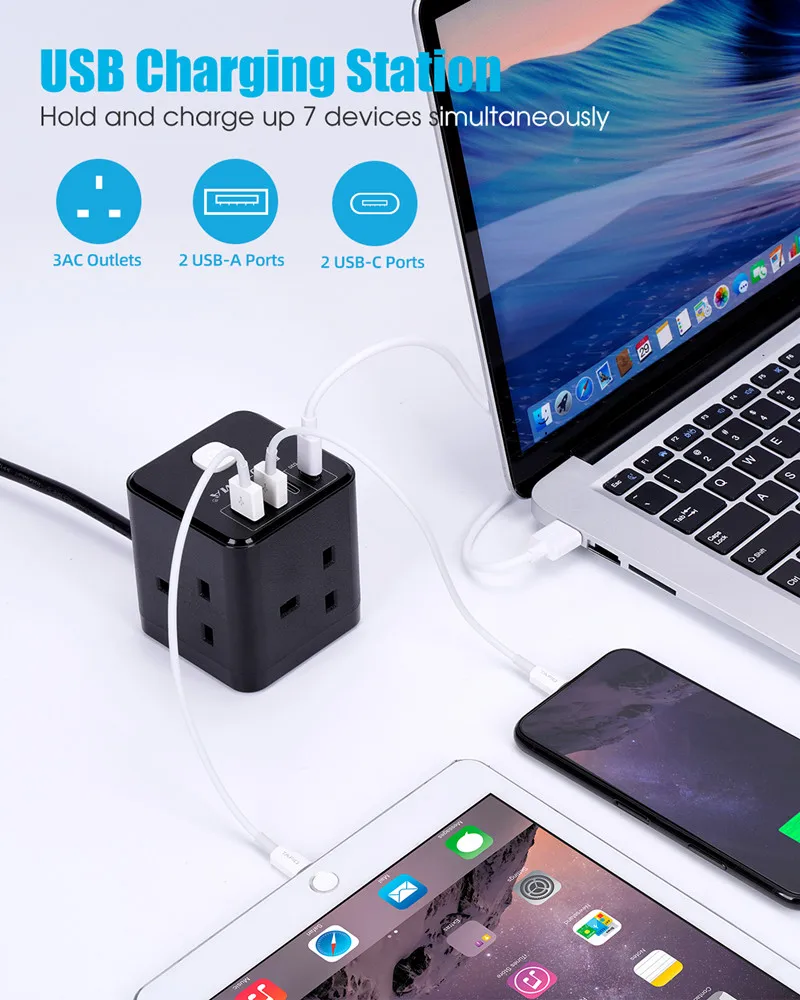 UK Power Cube Socket with ETL CE Certificates Overload Protector Cube ...