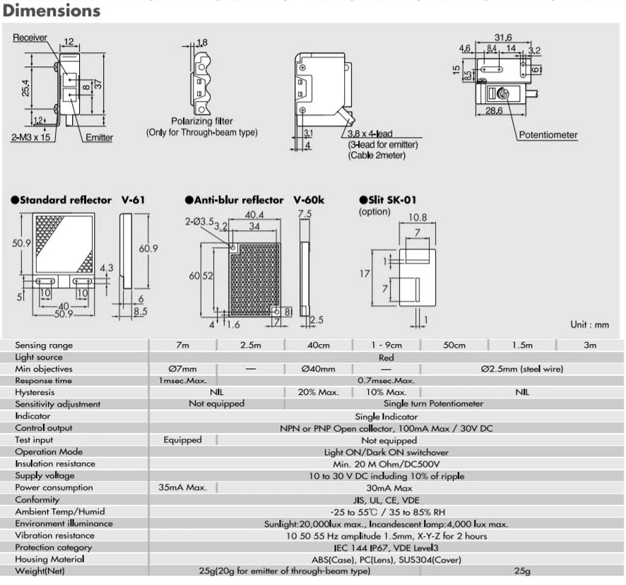 Official Authorized Ops Optex Photoelectric Switch Kr-q50n Kr-q50p Sensor Kr-q50nw Original ...