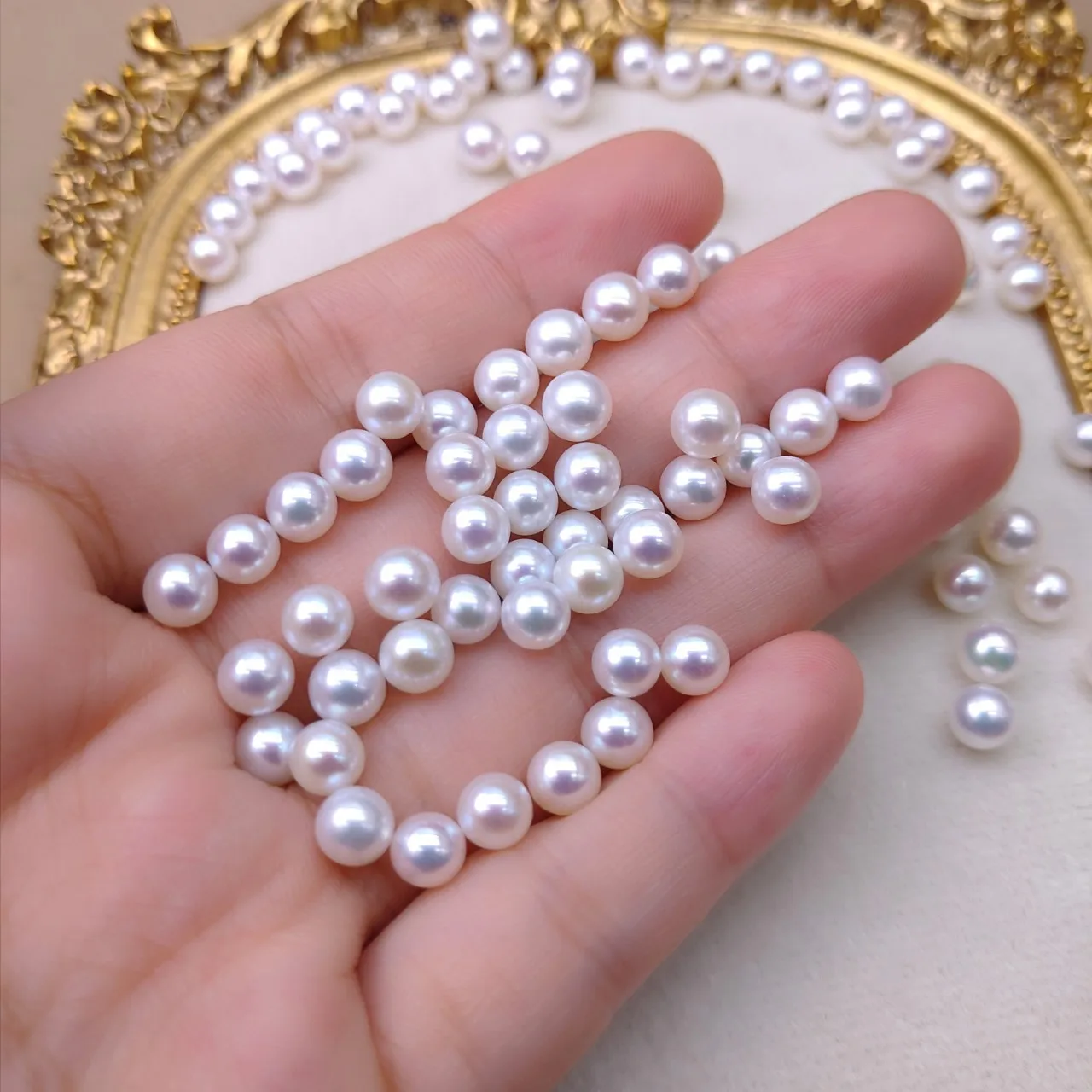 Aurora White Bright Flawless 5-5.5mm Round Beads Natural Freshwater ...