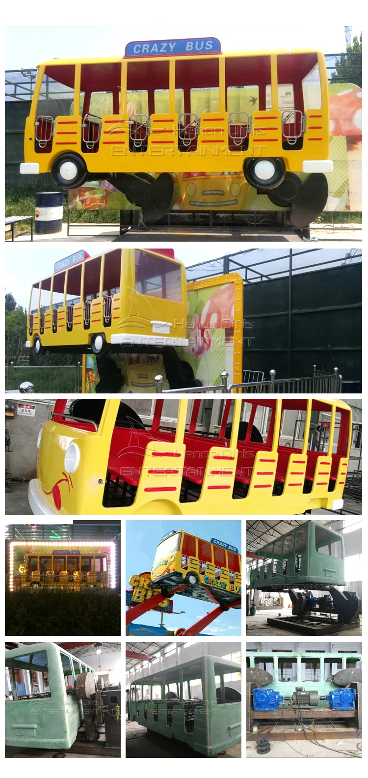 Bus Shape Kids Attraction Amusement Park Thrilling Ride Crazy Bus for ...