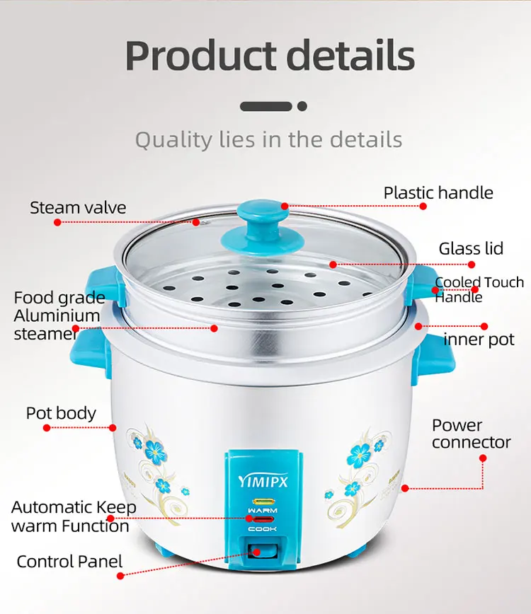 Stainless Steel Electric Drum Rice Cooker Household Appliance 1.8l/2.2l ...
