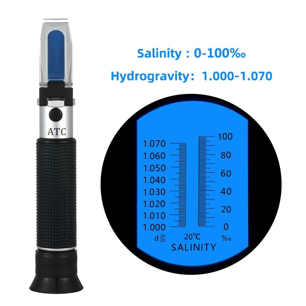 Manual Brix 0-10% Refractometer 1.000-1.070sg Atd Salt Meter Salinity Of Sea Water From 10 To ...