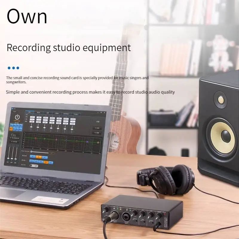 Professional USB Audio Interface Sound Card with Microphone Input for ...