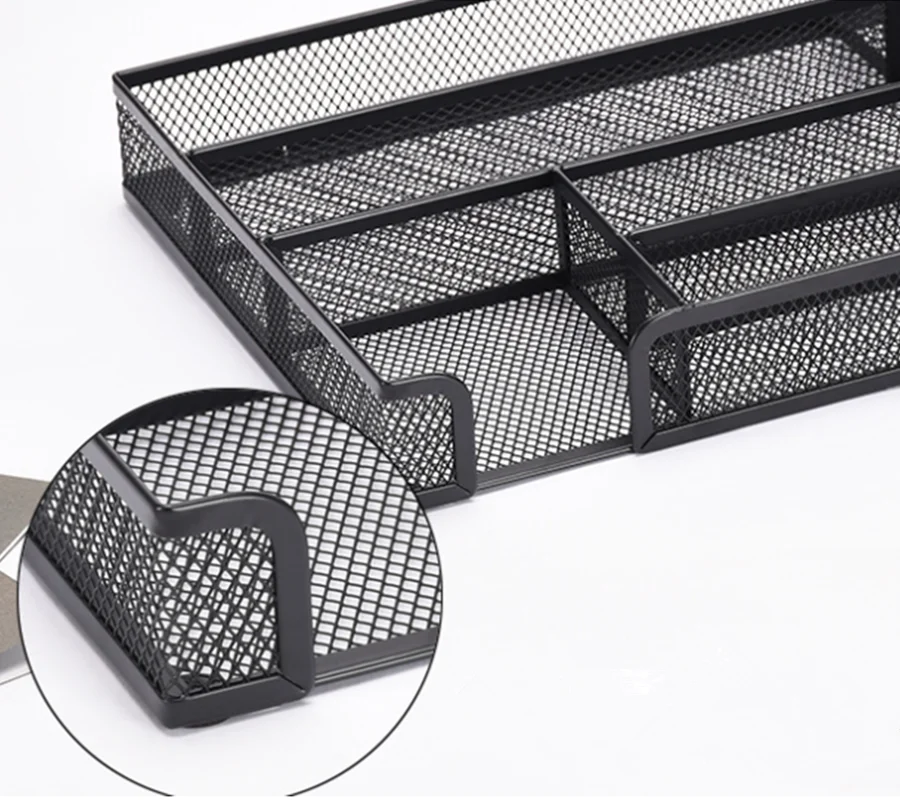 Metal Mesh Desk File Organizer Tray With 6 Compartments Sorter Drawer ...