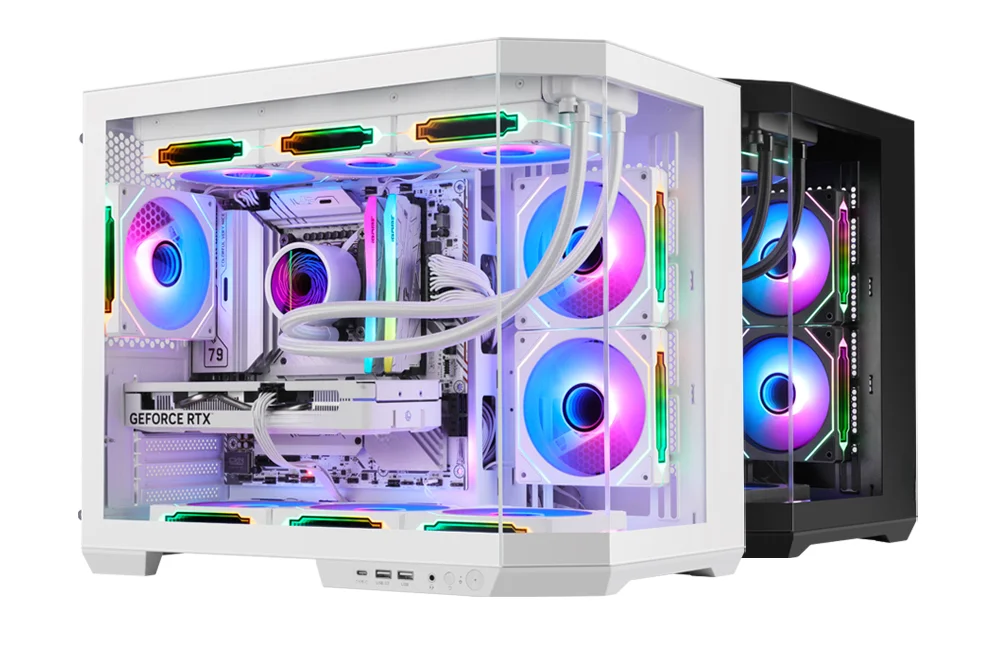 White Gaming Pc Chassis ATX MATX Computer Case Full Tower Transparent ...