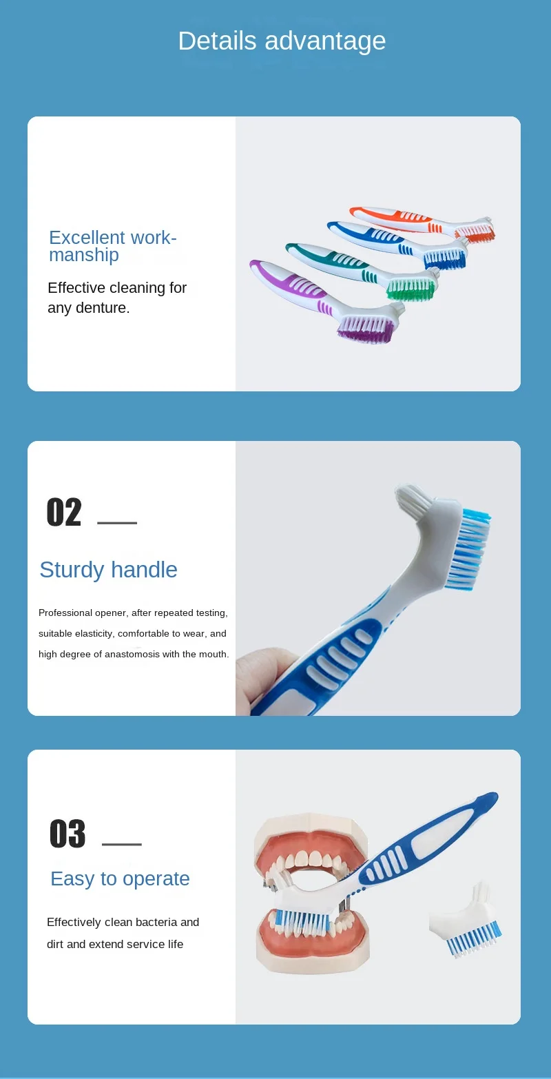 Furein Smile YL-15 1 Pack Double-Sided Elderly Teeth Brush Denture ...