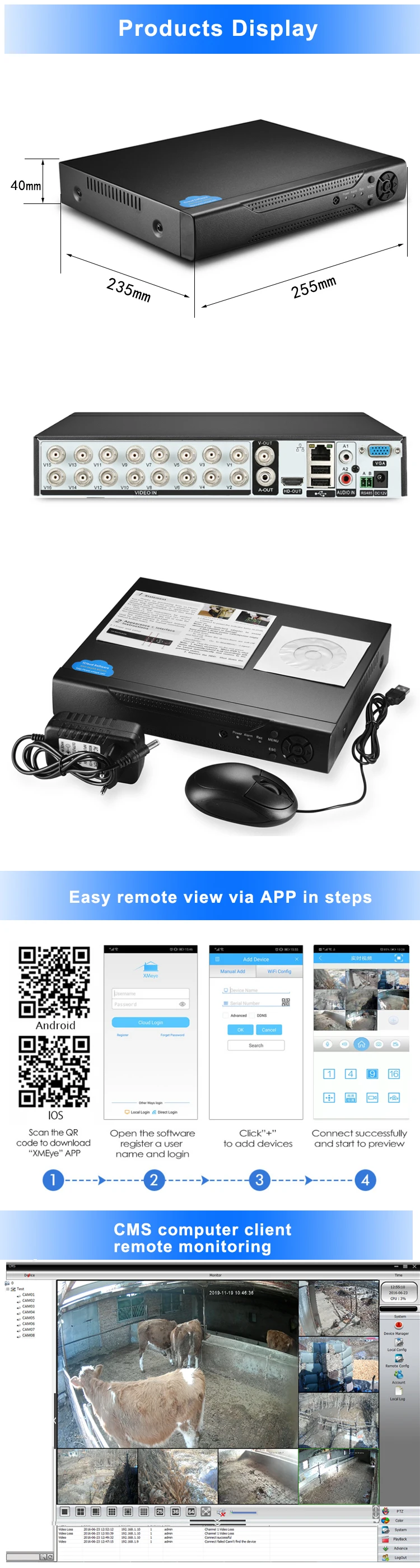 2mp Full Hd Dvr H.265 Digital Video Recorder Support 16 Channels 1080p ...