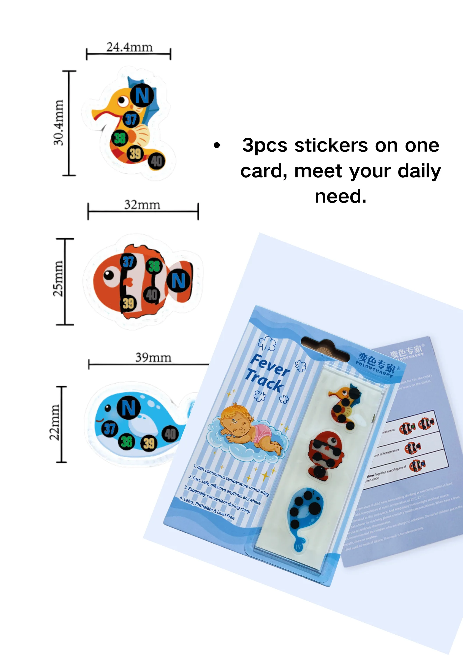 Blister Packaging Cartoon Forehead Temperature Sticker Baby Lcd ...