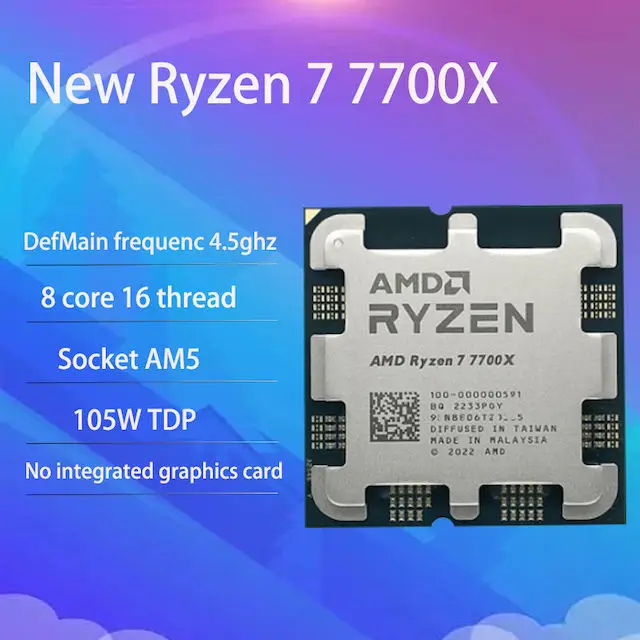 Cpus For Amd R 7 7700x R7 7700x 4.5 Ghz 8-core 16-thread Processor 5nm ...