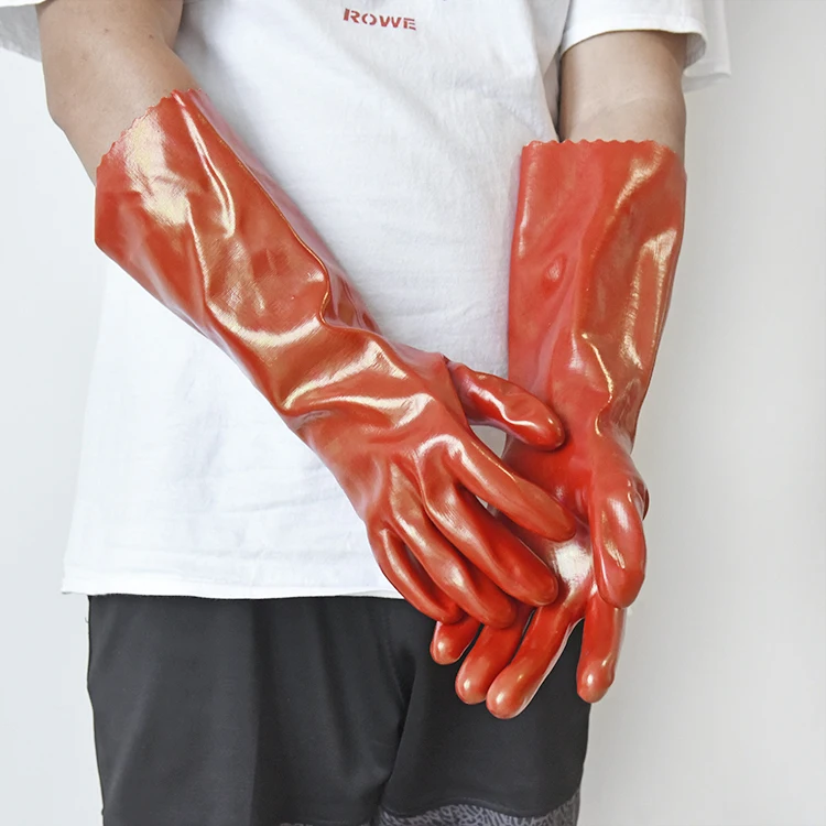Wholesale 35cm 40cm 45cm Length Working Gloves PVC Dipped Oil Resistant ...
