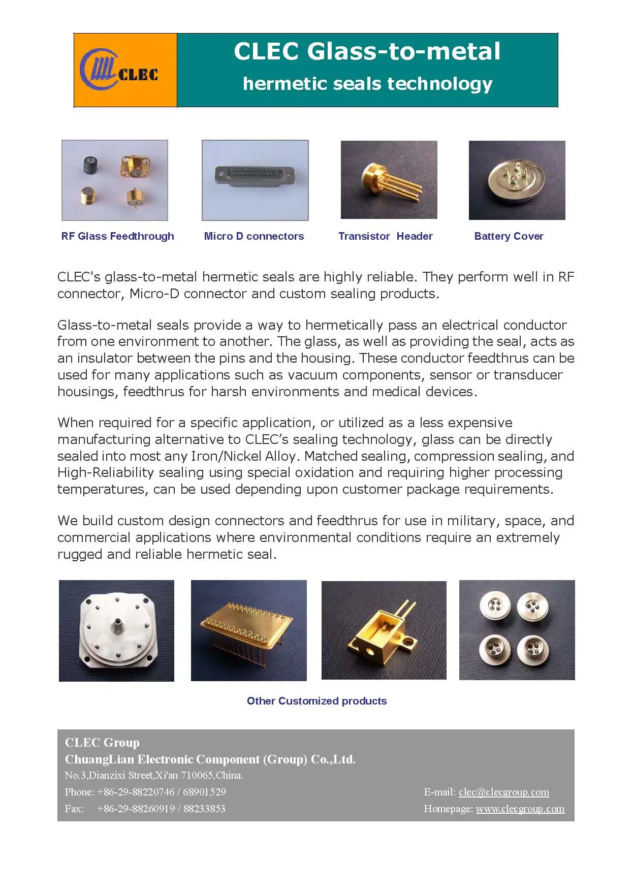 Metal Hermetic Seal Feedthrough - Reliable Glass to Metal Seal