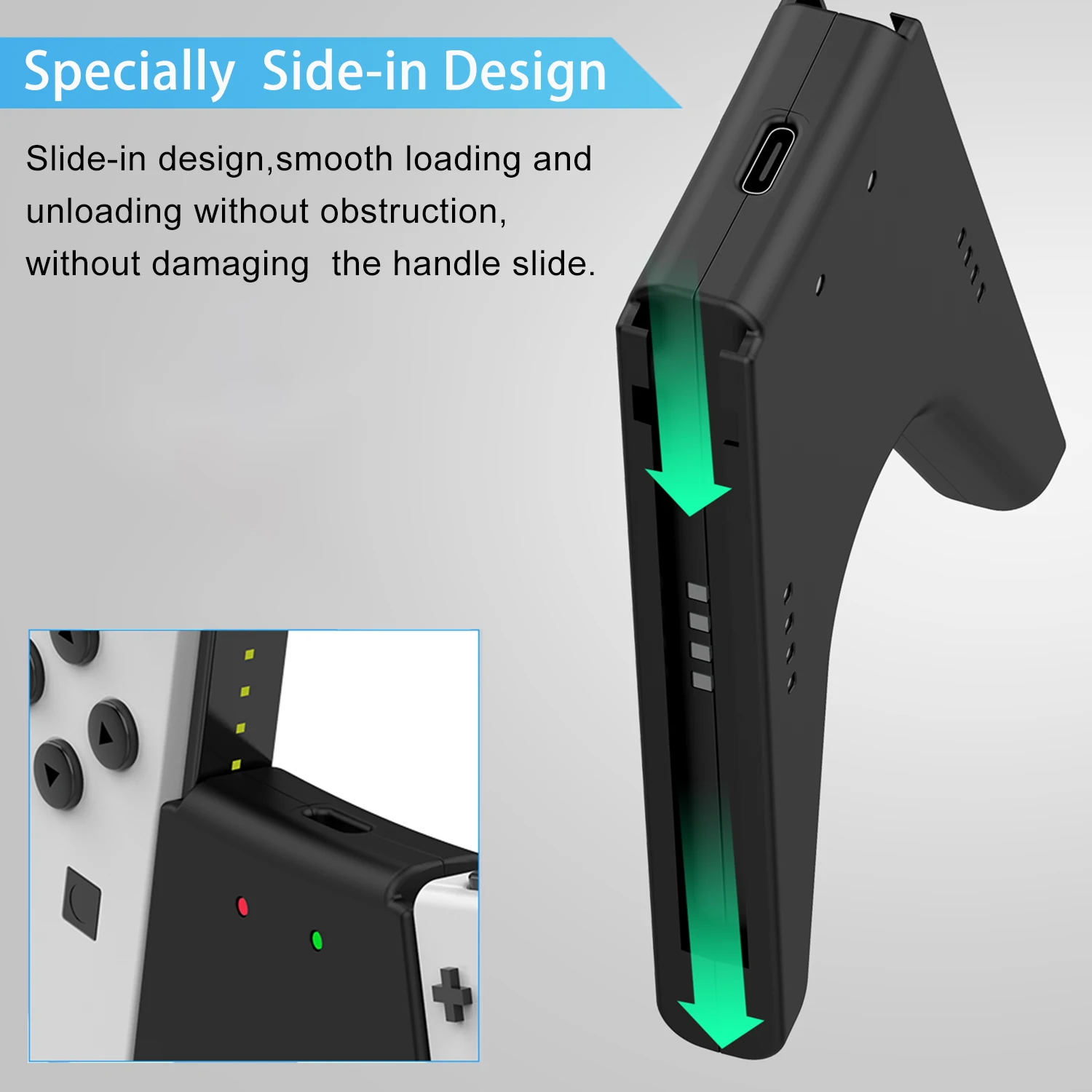 V Shaped Handle Grip for Nintendo Switch Joy-Con - Charge & Play