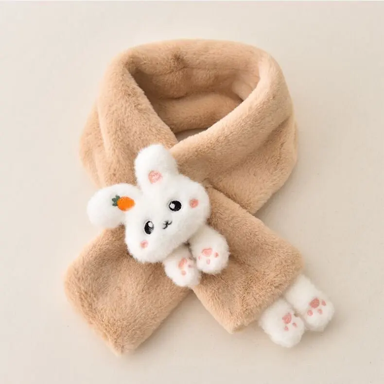 Cute Cartoon Rabbit Faux Fur Kids Neckerchief Warm Scarves