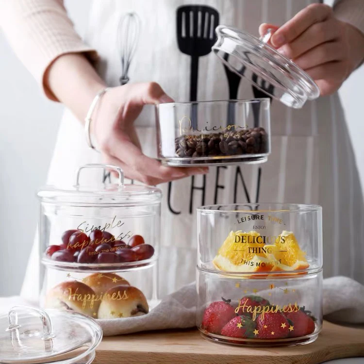 3 Tier Stackable Glass Cookie Jar Borosilicate Glass Stack Food Jar ...