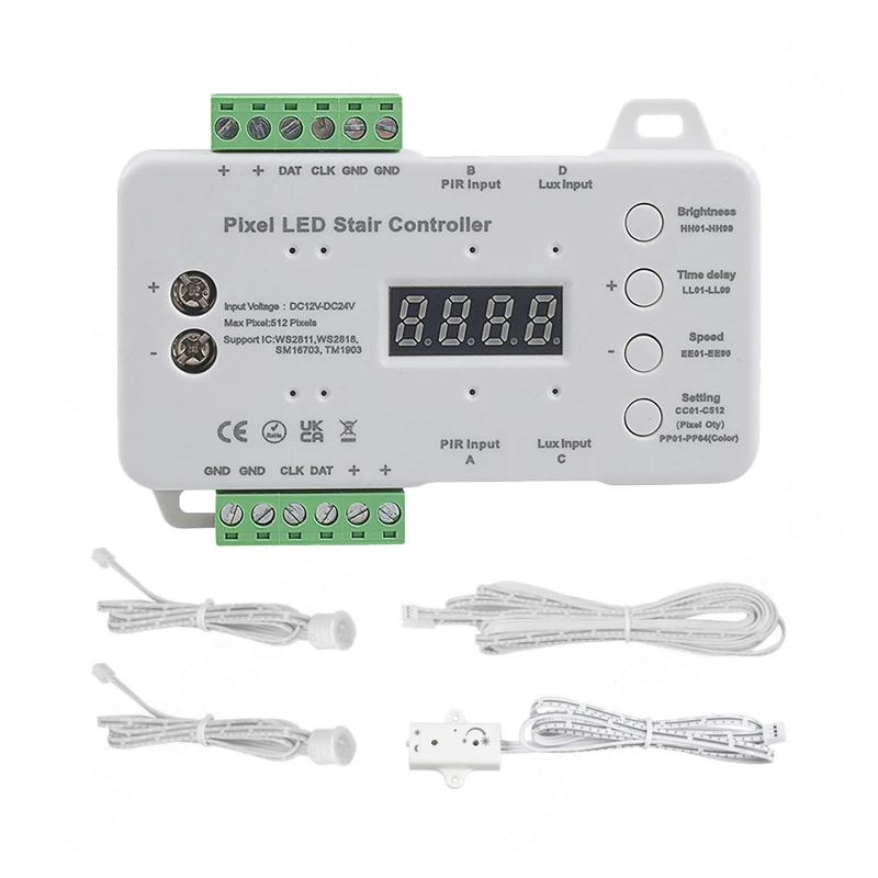 512 Pixel Led Stair Light Controller Dc 12v 24v Dimmer & Pir Motion ...