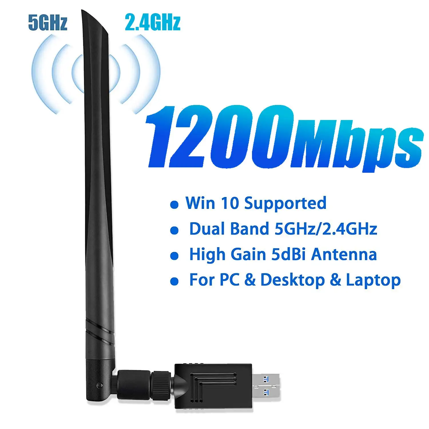 Dual Band Usb Wifi Antenna Adapter 1200mbps Usb Wifi Adapter Receiver ...