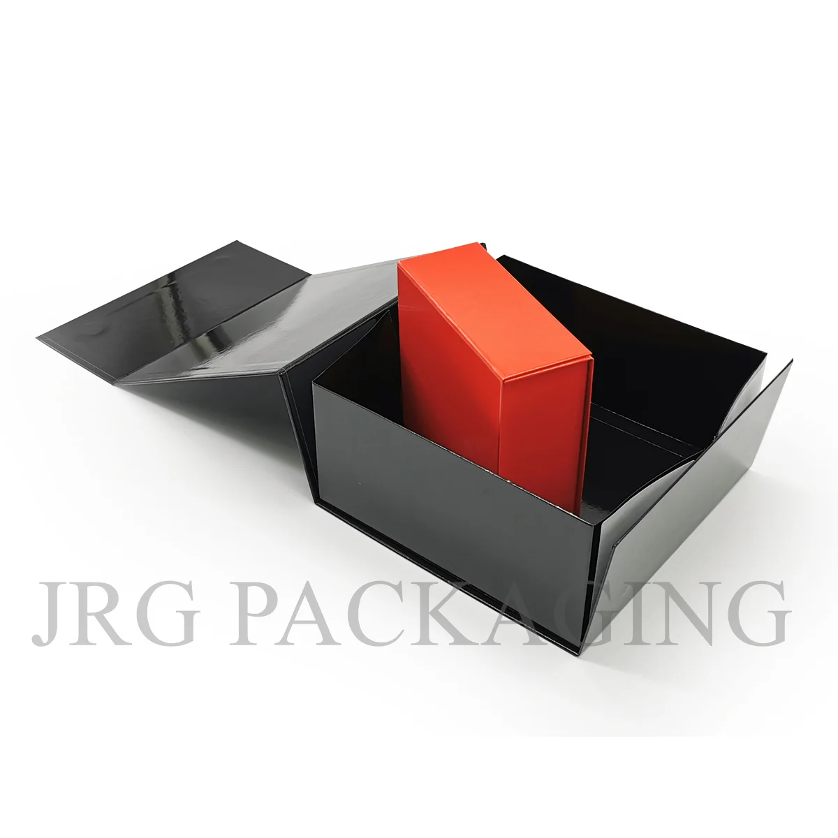 Customized Logo Black Red Packaging Box Magnet Magnetic Luxury ...