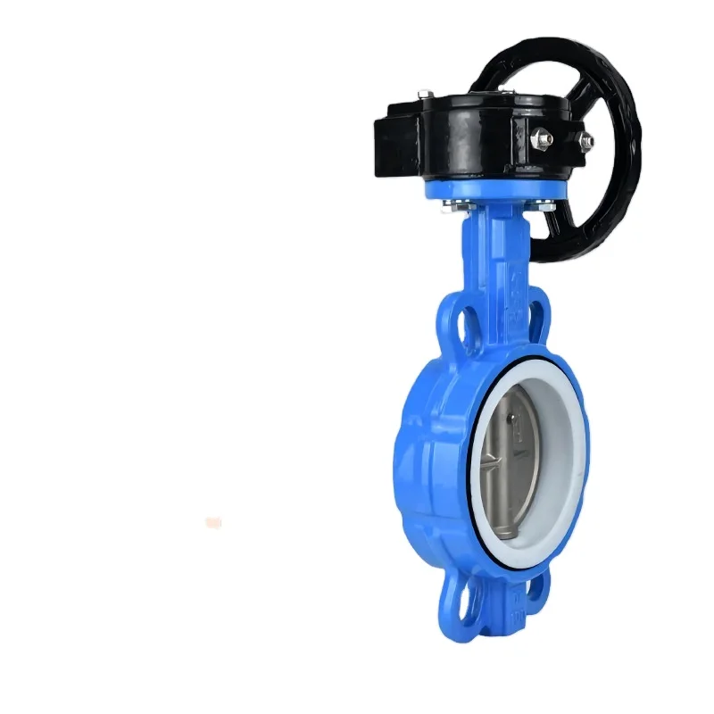 D371F-16Q Turbine Wafer Butterfly Valve PTFE Seal Manual Adjustment High Temperature Resistance ...